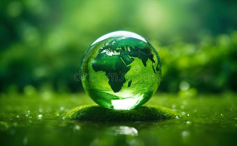 Globe of the World with Green Nature Background Stock Illustration ...