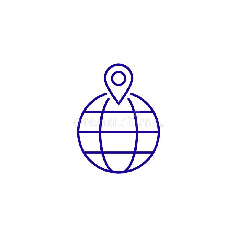Globe World Local Pin Line Icon. Earch Location Map Stock Vector ...