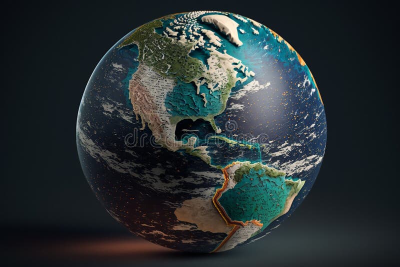 Ai Generative Globe with World Map Earth Stock Illustration ...