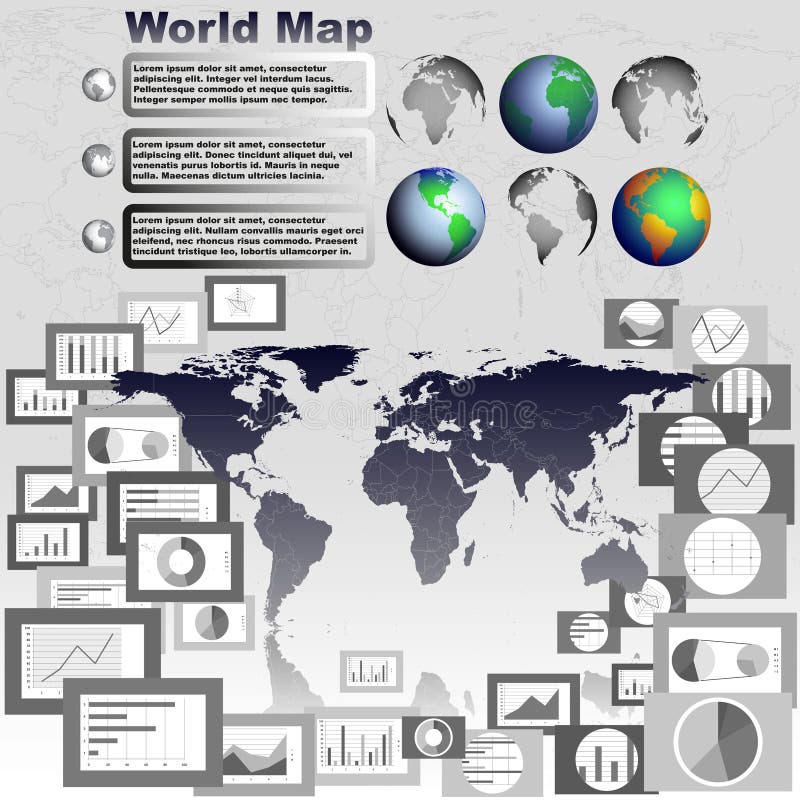 Globe World Map, Flat Design Graphics and Diagrams Stock Vector ...