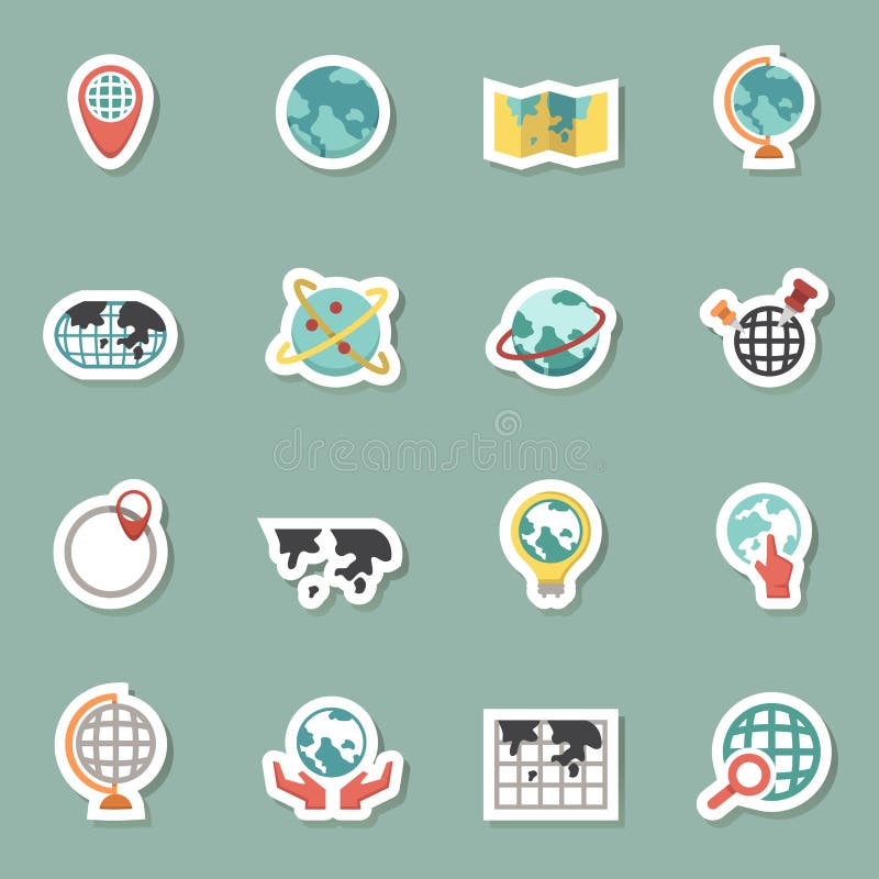 Globe and world map icons stock vector. Illustration of planet - 45905158