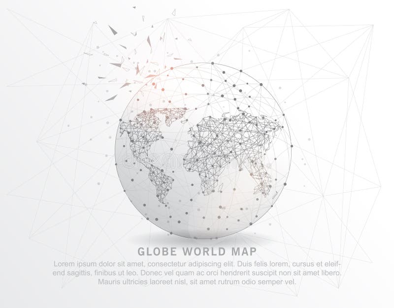 Globe World Map Shape Point, Line and Composition Digitally Drawn in ...