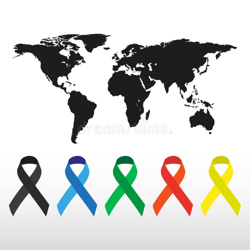 Globe World Map Silhouette Made with AIDS Icon Set. Stock Vector ...