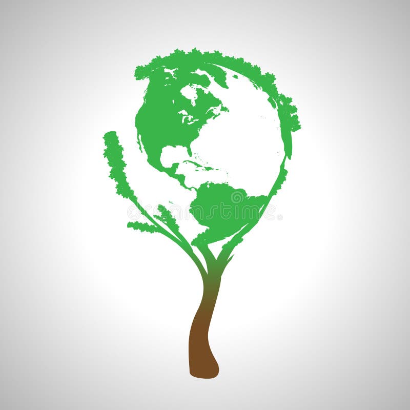 Globe World Map on a Tree, Vector Stock Vector - Illustration of leaf ...