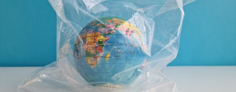 Globe World in a Plastic Bag. Earth Day and World Environment Day Stock ...