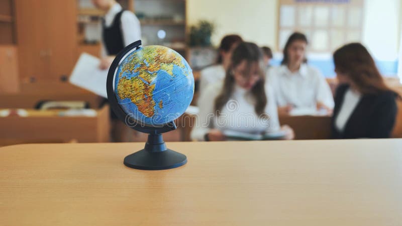 A Globe of the World in a School Classroom during a Lesson. the Globe ...