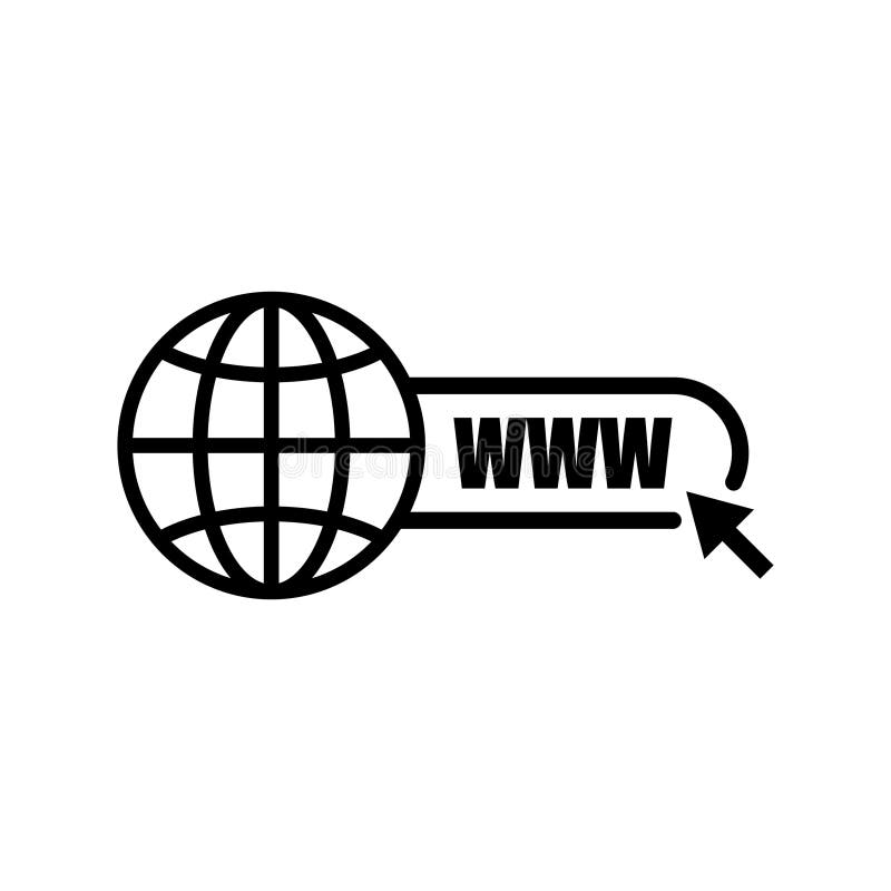 Globe Www Icon. Web Address Symbol. Black Cursor Graphic. Vector ...