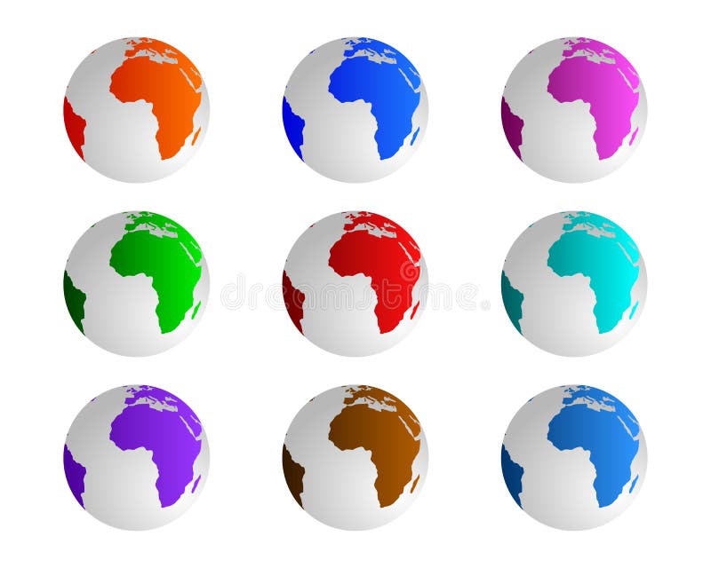 Globes in Different Colours Stock Vector - Illustration of sphere, blue ...