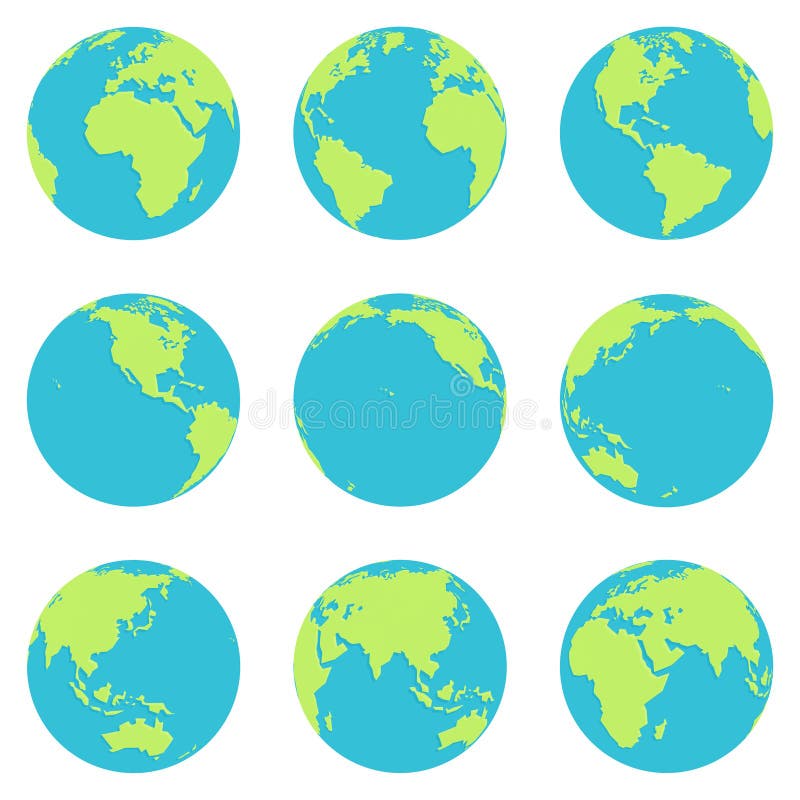 Globes of Earth in Different Angles Stock Photo - Illustration of ball ...