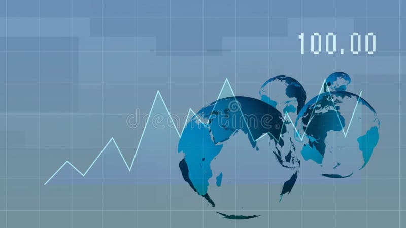 Globes Floating Behind Blue Line Chart in Animated Infographic Showing ...