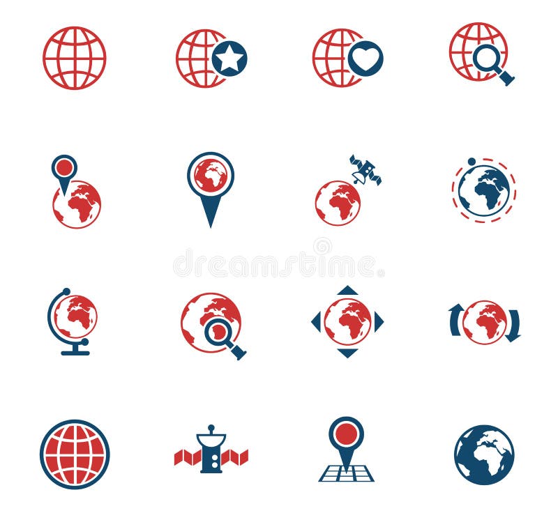 Set of Globes, Color World Map Vector Stock Vector - Illustration of ...