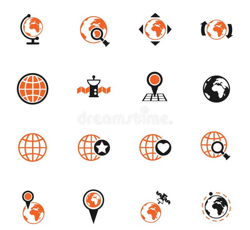 Globes icon set stock vector. Illustration of networking - 87990202