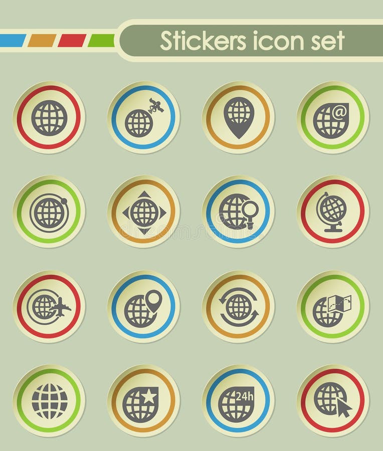 Globes icon set stock vector. Illustration of earth - 240370601