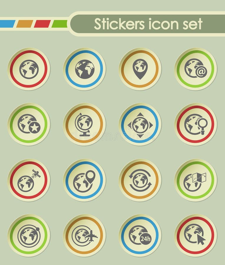 Globes icon set stock vector. Illustration of network - 240370623