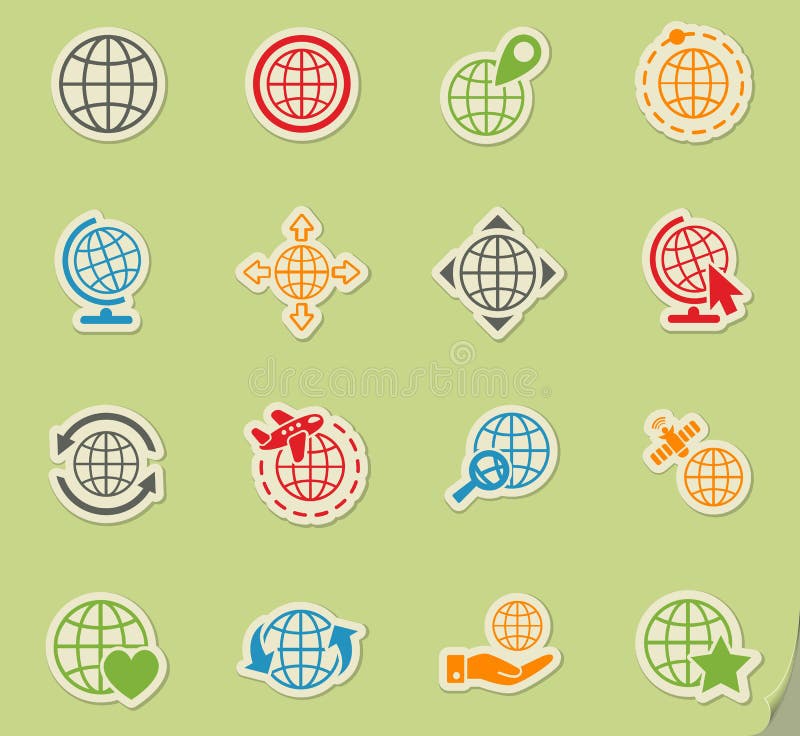 Globes icon set stock illustration. Illustration of commerce - 88839216