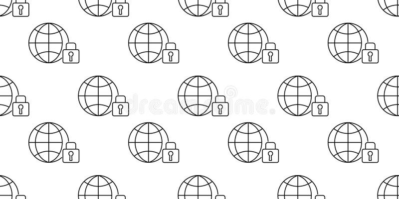 Patterns of Digital Security Featuring Globes and Locks on a Clean ...