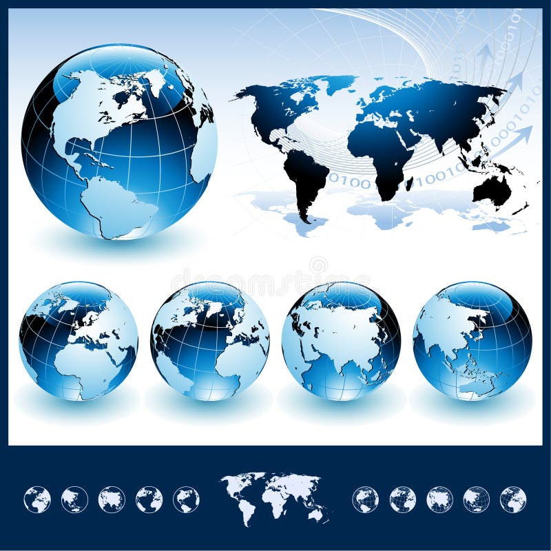Data Globes Connected With Dotted Texture Stock Illustration ...