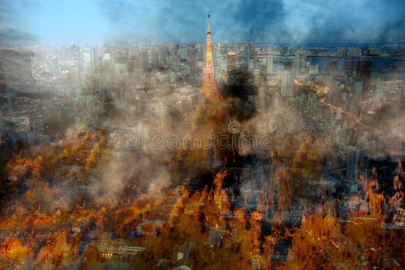 City Fire, Disaster, Terrorist Attack Stock Image - Image of cityscape ...