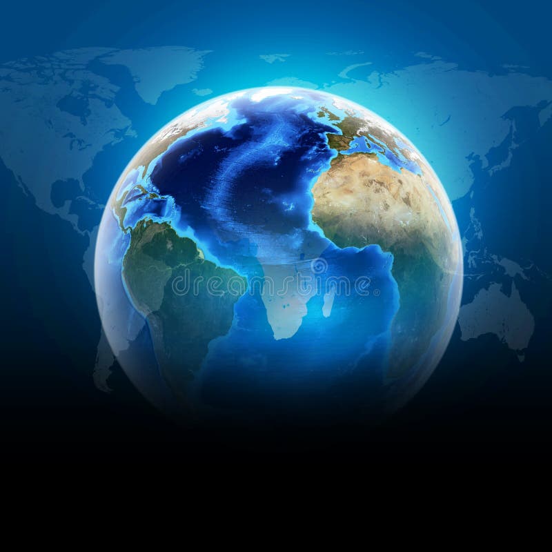 Globo Blu Della Terra Con I Continenti, Trasparenti Illustrazione di ...