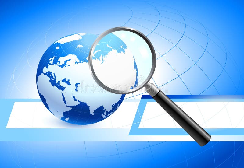 Globo Europa con la lupa stock de ilustración. Ilustración de ...