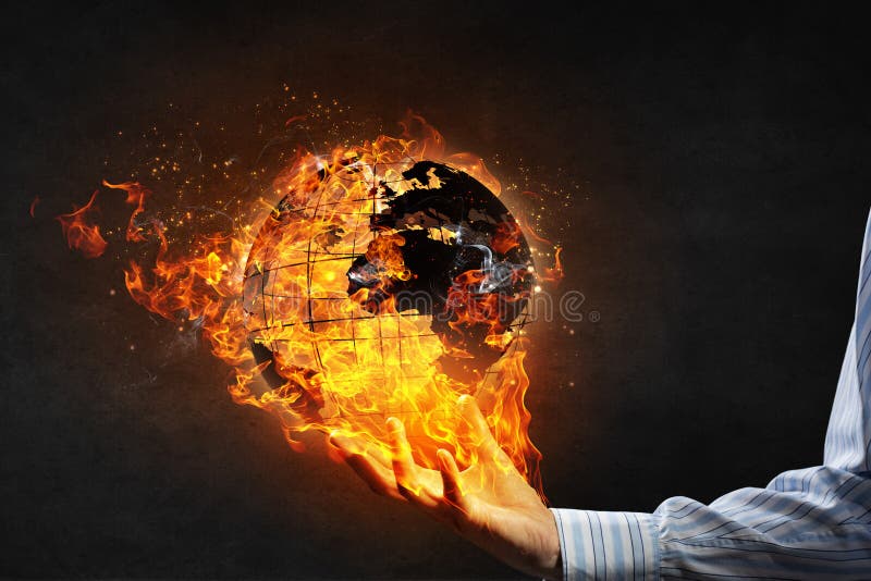 Globo terráqueo en llamas foto de archivo. Imagen de planeta - 67456820