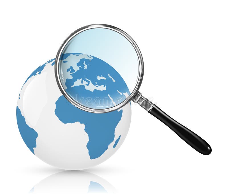 Un globo y una lupa ilustración del vector. Ilustración de conjunto ...