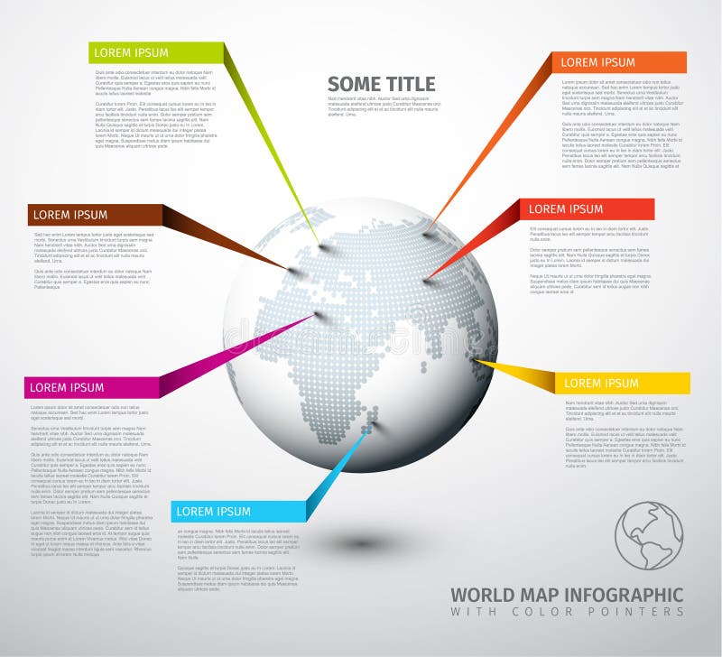 Globo Do Mapa Do Mundo Com Marcas Do Ponteiro Ilustração do Vetor ...