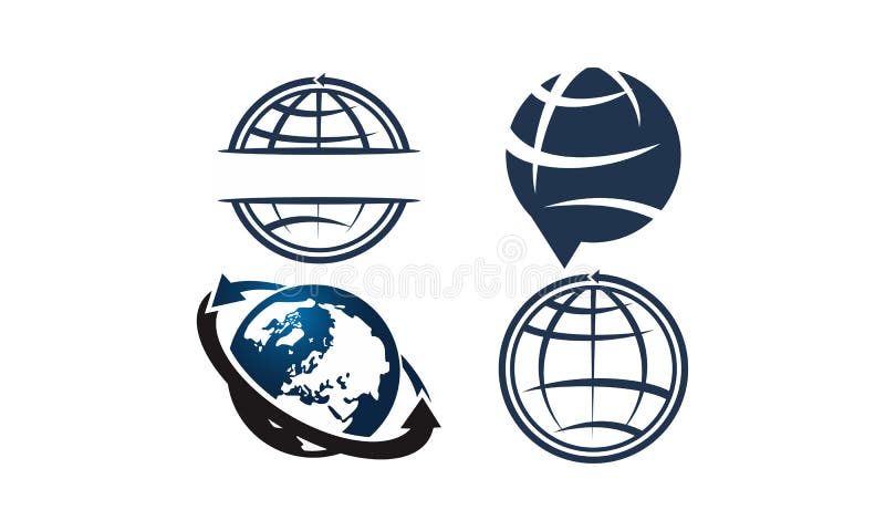 Globo Logo Design Template Set Do Mundo Ilustração do Vetor ...