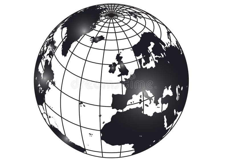 Negro Del Mapa Del Mundo De La Bola Del Globo De Los E.E.U.U ...