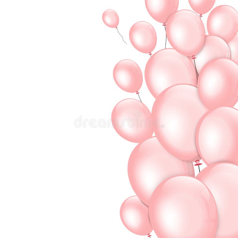Globos Rosados En El Fondo Blanco Stock de ilustración - Ilustración de ...