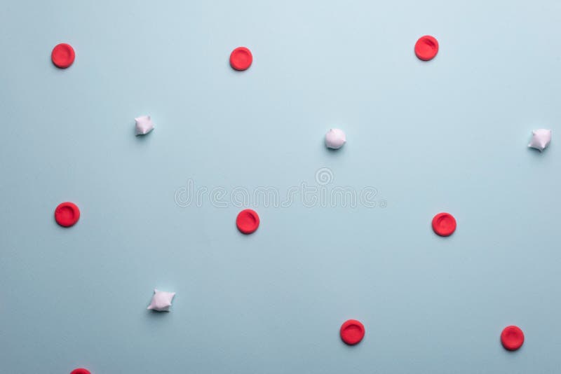 Globules Rouges Et Blancs. Globules Rouges Et Leucocytes Sur Fond Bleu ...