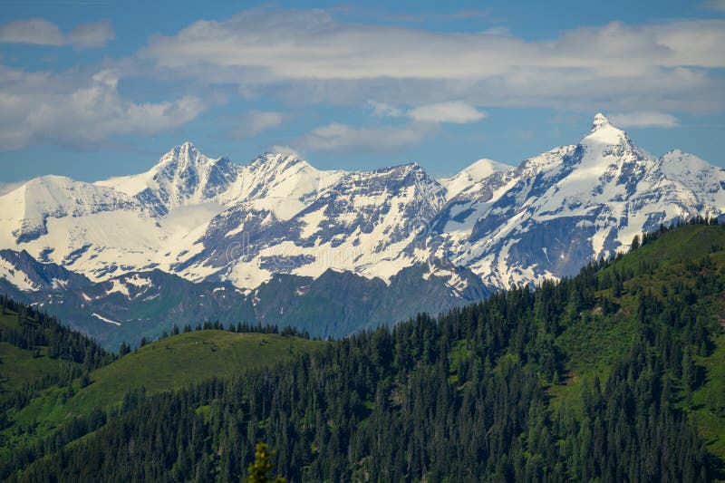 The Glockner Group Mountains on a Sunny Day Stock Photo - Image of ...