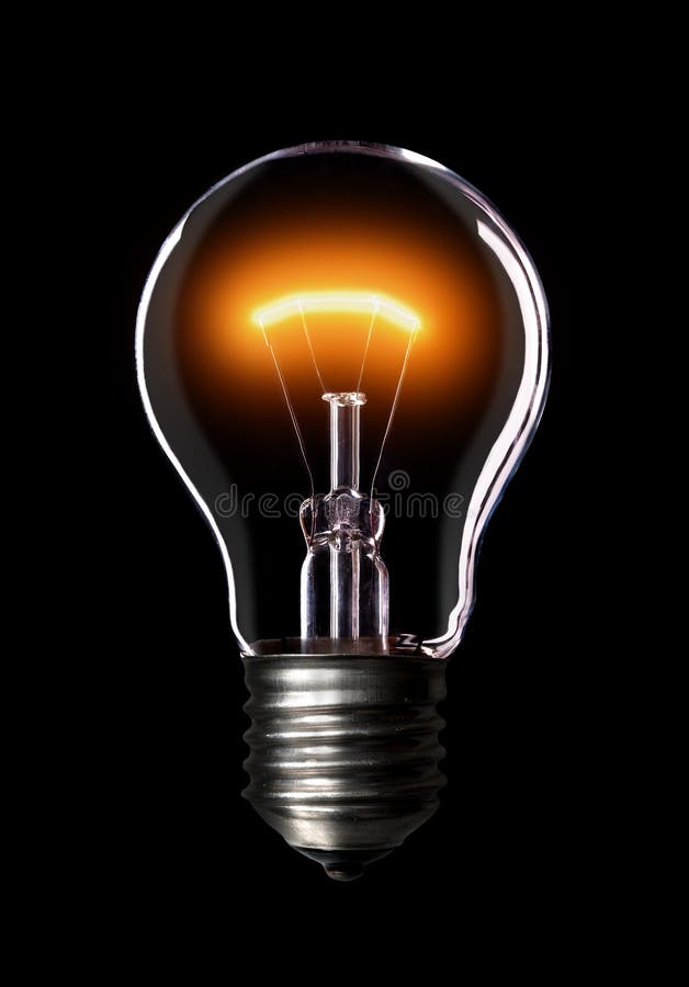 Gloeilamp Op Zwarte Achtergrond. Stock Afbeelding - Image of ontdekking ...