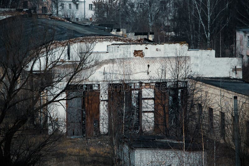 The Gloomy Abandoned Buildings Stock Image - Image of deserted ...