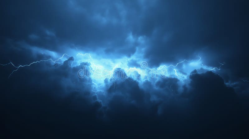 Gloomy Blue Storm Clouds, Sunlight Stock Illustration - Illustration of ...