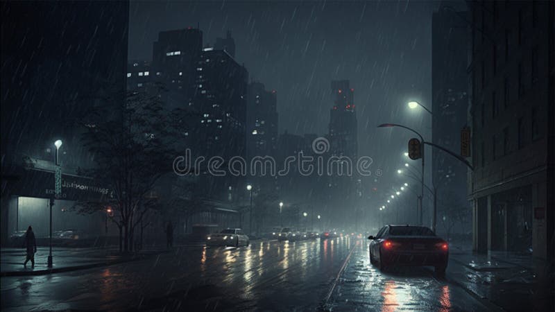 A gloomy city in realism stock illustration. Illustration of street ...