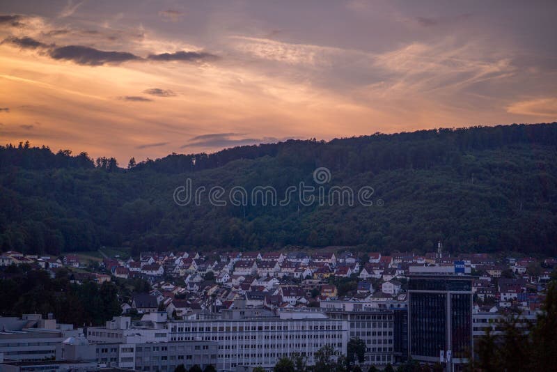 Gloomy Cityscape of Oberkochen Captured at Sunset Stock Photo - Image ...