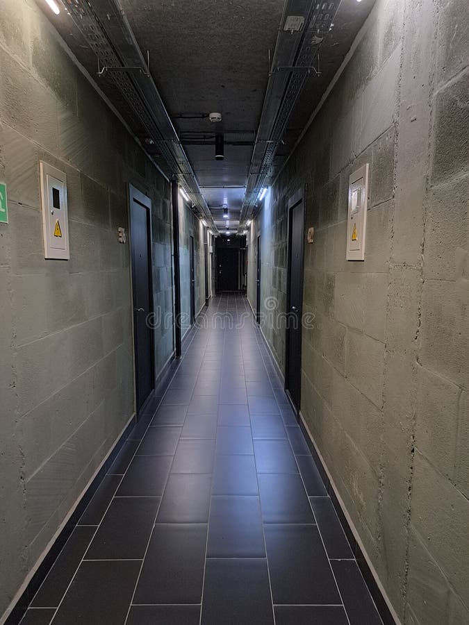 Gloomy dark corridor stock image. Image of architecture - 261092173