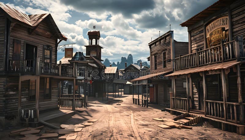 Old West town stock illustration. Illustration of distressed - 326215802