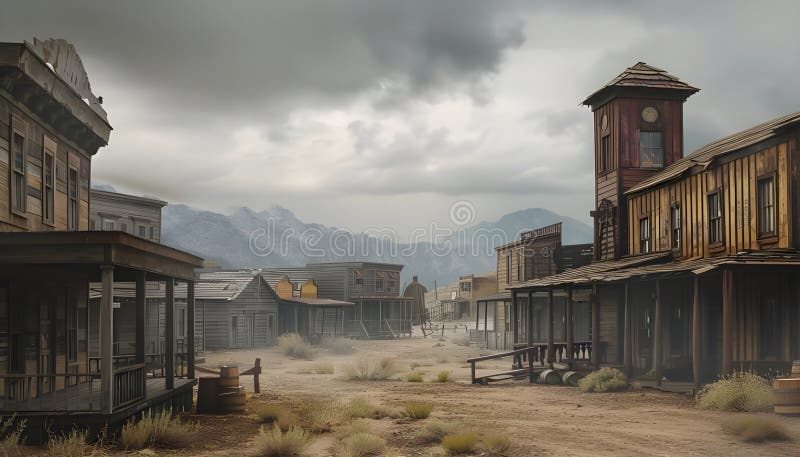 Old West town stock illustration. Illustration of sepia - 326215811