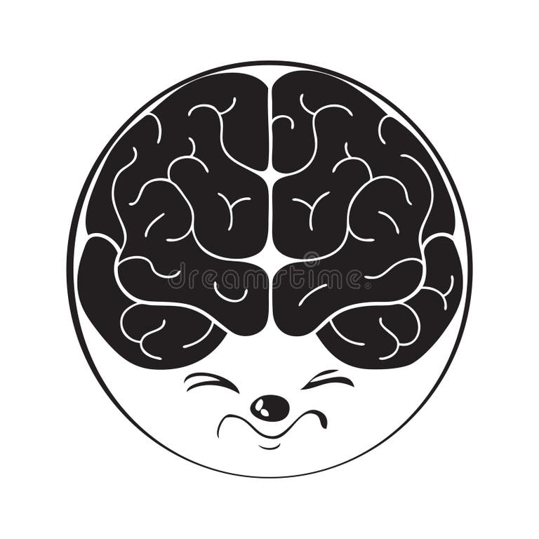 Gloomy face with big brain stock vector. Illustration of treatment ...