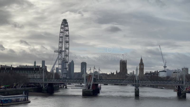 Gloomy London View from a Bridge. Stock Footage - Video of footage ...