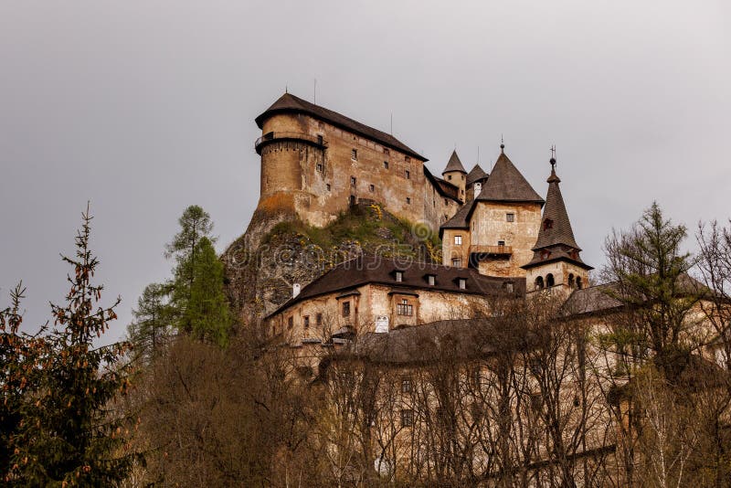Gloomy Medieval Castle on the Mountain, Orava, Slovakia. Stock Image ...