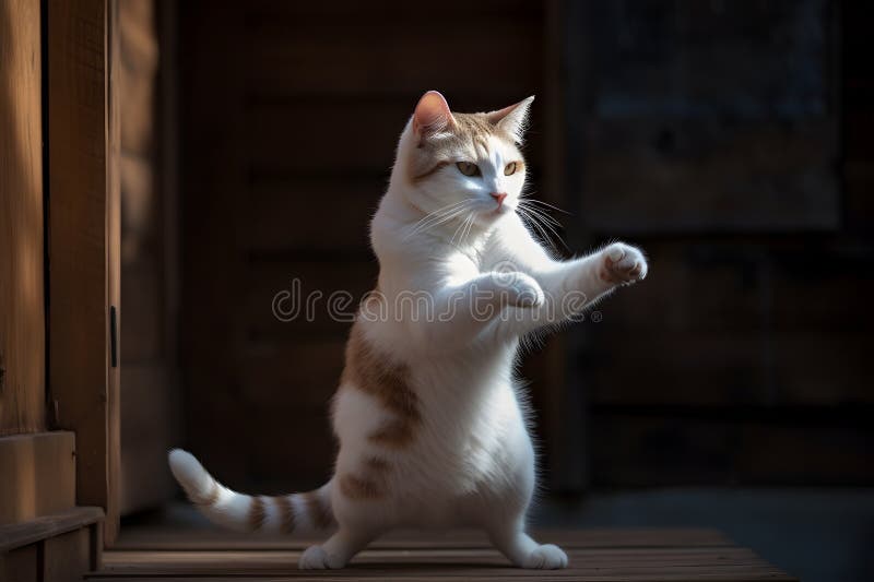 A Gloomy Red-haired Cat is Dancing. Stock Illustration - Illustration ...