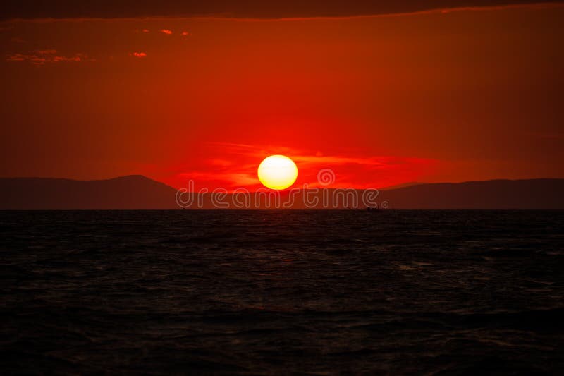 Gloomy Sunset and Blood Red Sky Stock Image - Image of scenic, coast ...