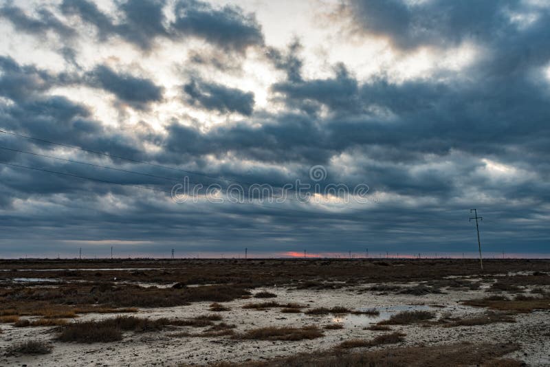 Gloomy sunset with rain stock image. Image of environment - 78984045
