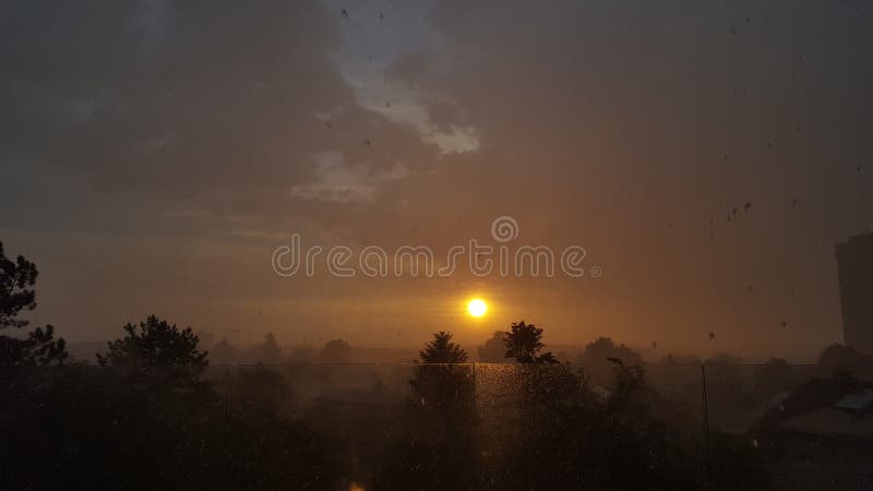 Gloomy Sunset stock photo. Image of raindrop, sunset - 97824096