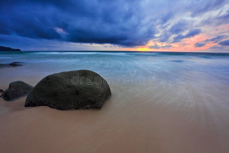 Gloomy tropical sunset. stock photo. Image of relax, ocean - 22980230