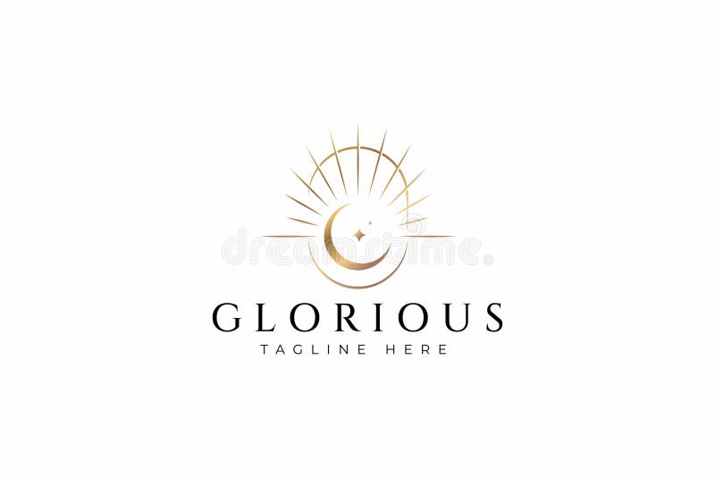 Glorious Logo Radiant Crescent Moon and Stars Emblem of Celestial ...