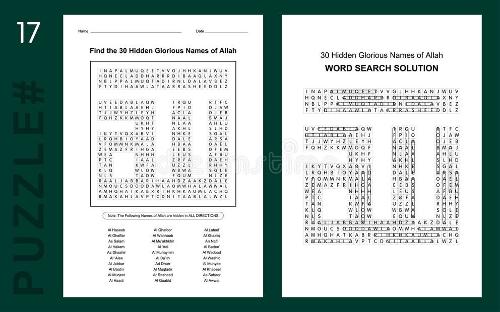 30 Glorious Hidden Names of Allah in a Unique Islamic Word Search ...